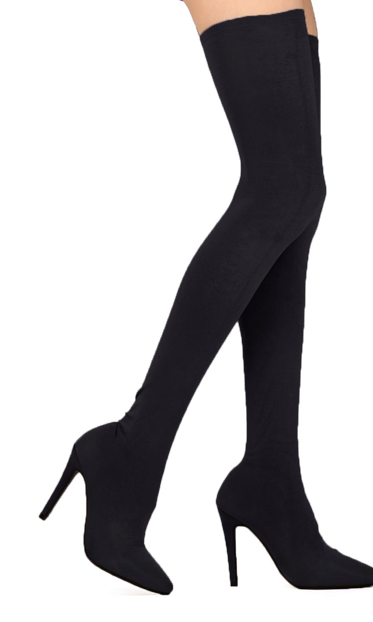 New Women Alice-1 Stretch Fabric Thigh High Pointy Toe Stocking ...
