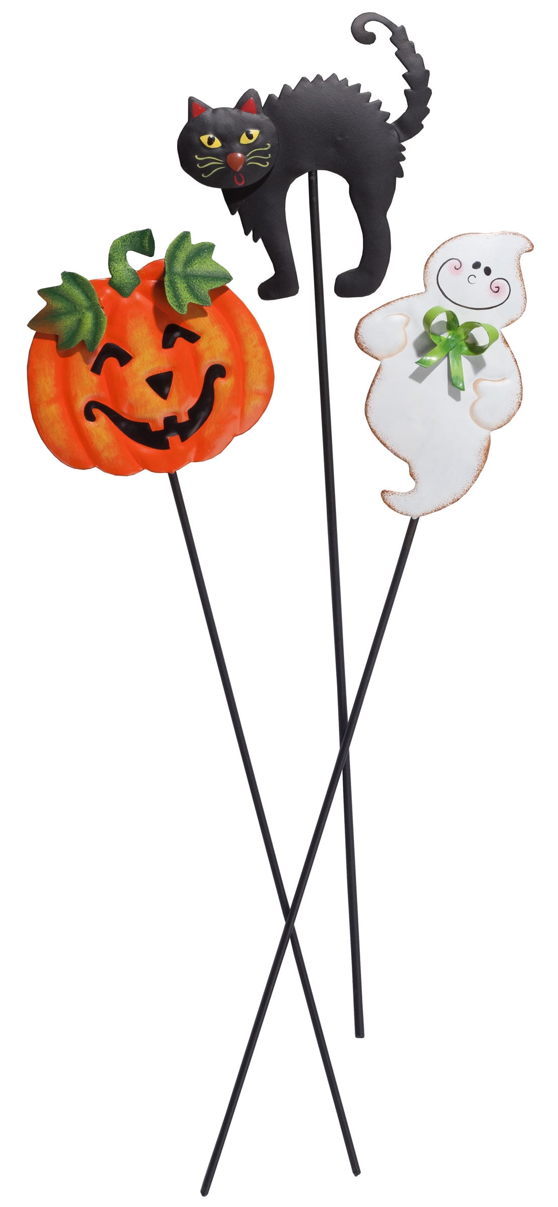 Metal Jack O-Lantern, Black Cat and Ghost Ground Stakes, Patio ...