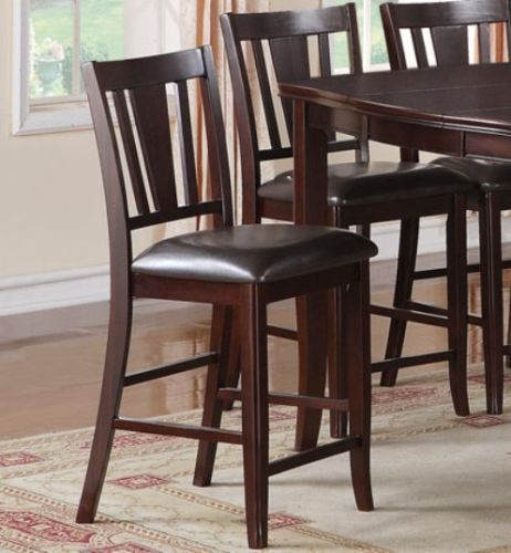 Dark Brown 24-inch Counter Ht Chairs Upholstered Seats Set of 2 ...