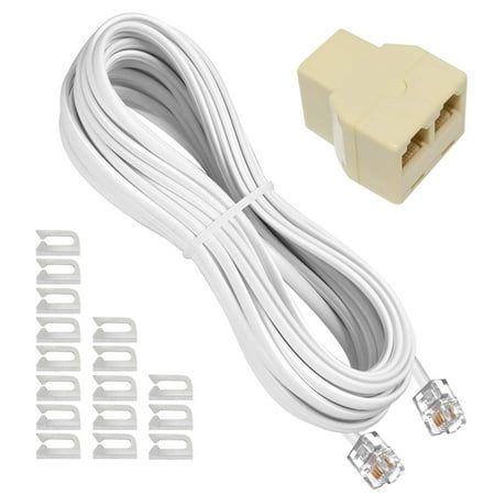 25 Ft Phone Extension Cord, Telephone Cable with Standard RJ11 Plug and ...
