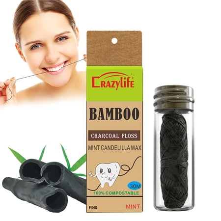 Vegan Charcoal Floss Floss Plant Based Wax Floss With Natural Mint ...