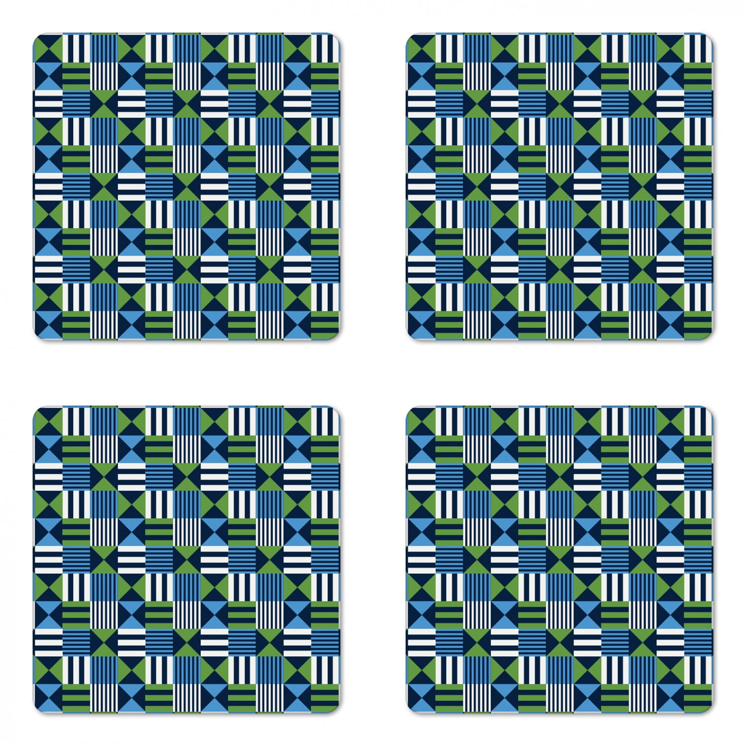 Geometric Coaster Set of 4, Checks Pattern Mosaic of Squares with ...