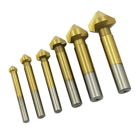 6 Set 3 Splines 90 degree HSS Countersink Chamfer End Mill Drill Bit ...