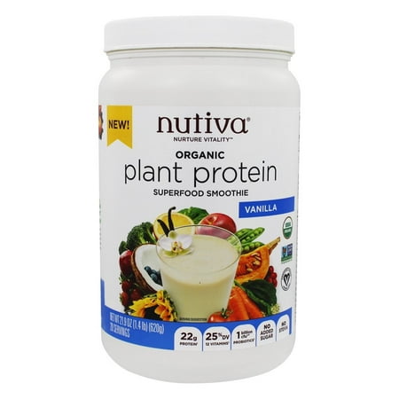 Nutiva - Organic Plant Protein Superfood Smoothie Powder Vanilla - 21.9 ...