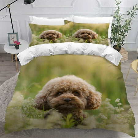 Dog Duvet Cover Double, Chocolate Poodle Bedding Sets Poodle Duvet ...