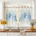 Blue Floral Sheer Curtains 39 Inch Long 2 Panels, Summer Country Blue ...