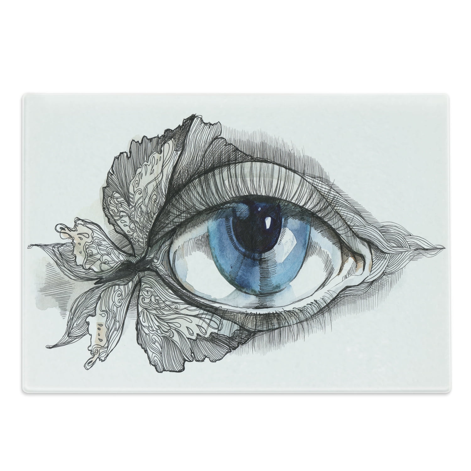 Eye Cutting Board, Abstract Human Eye with Butterfly Eyelashes Painting ...
