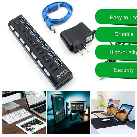 USB 3.0 High Speed Hub With Separate Seven Ports Compact Lightweight ...