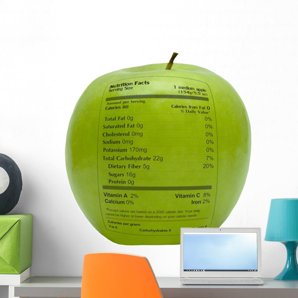 Green Apple with Nutrition Wall Mural by Wallmonkeys Peel and Stick ...