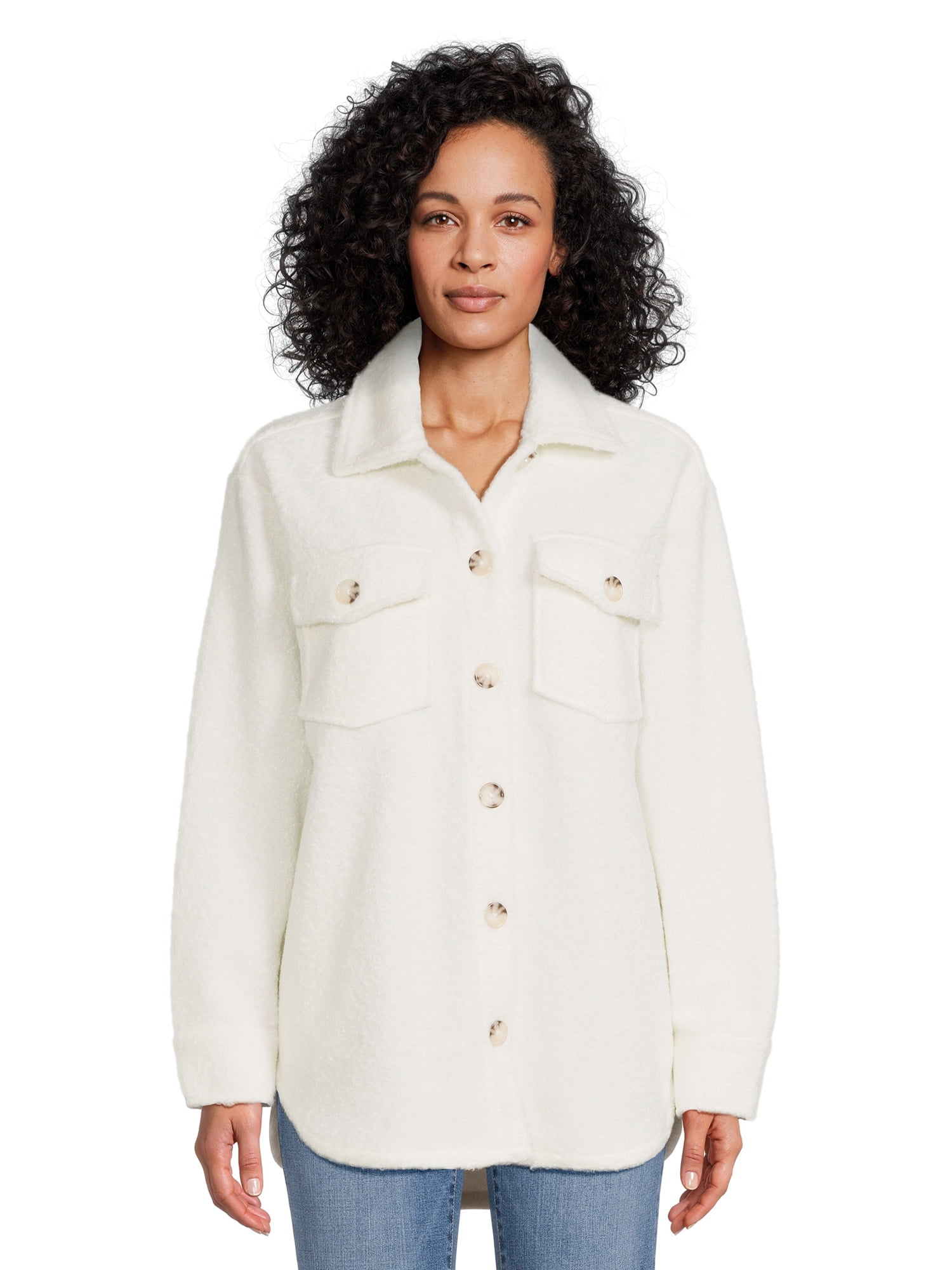 Time and Tru Women's Boucle Button Down Shacket, XS – XXXL - Walmart.com