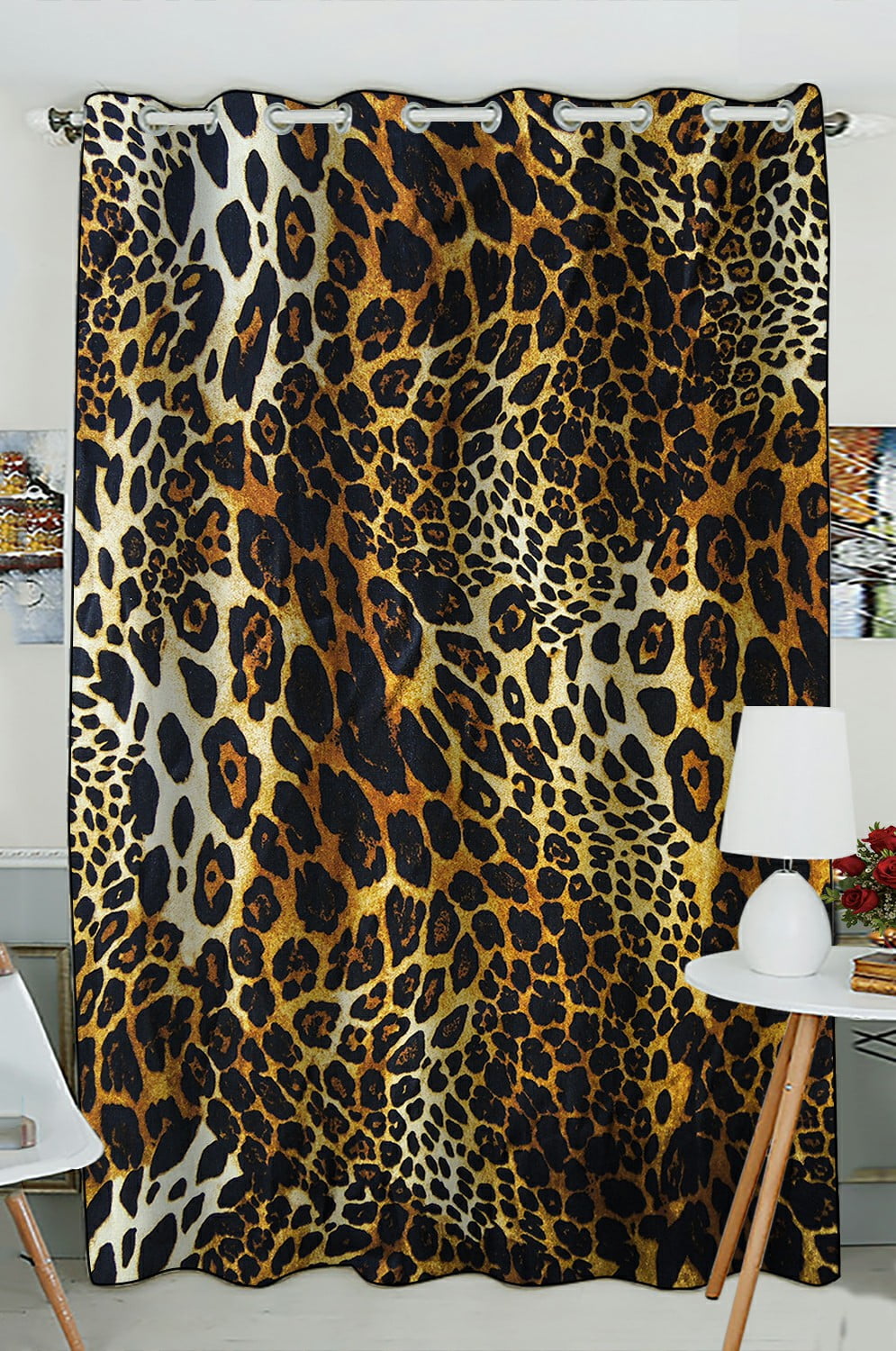 ECZJNT Leopard skin Blackout Window Curtain Drapery Panels 52x84 Inch ...