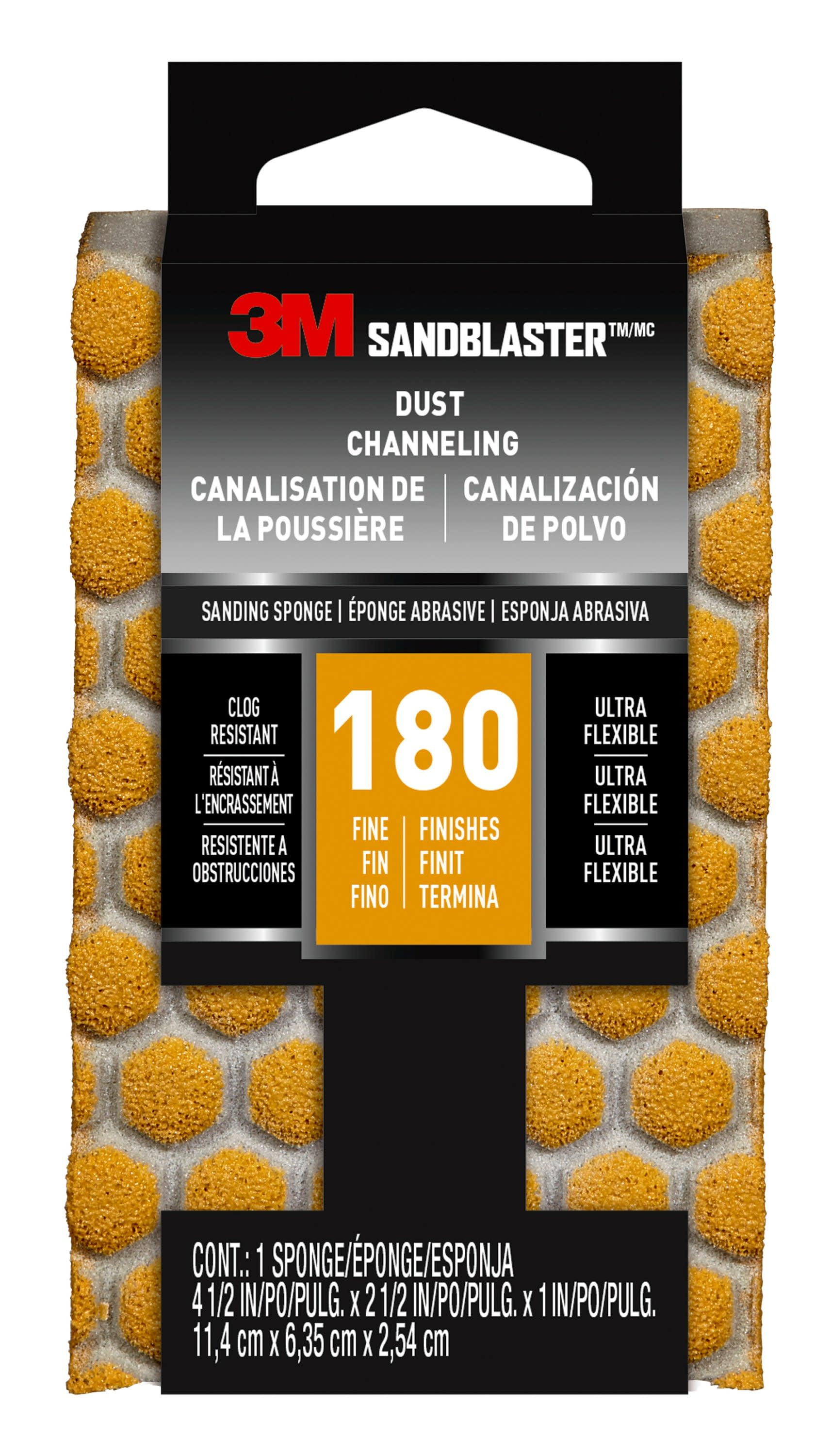 3M™ SandBlaster™ Dust Channeling Sanding Sponge, Gold, 4.5 x 2.5 x 1 in ...