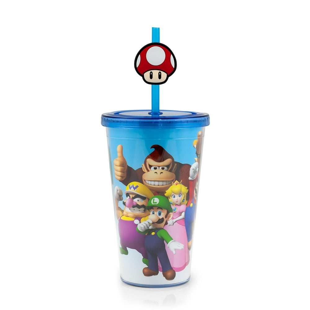Super Mario Bros. 16oz Travel Cup with Straw Holder - Walmart.com ...