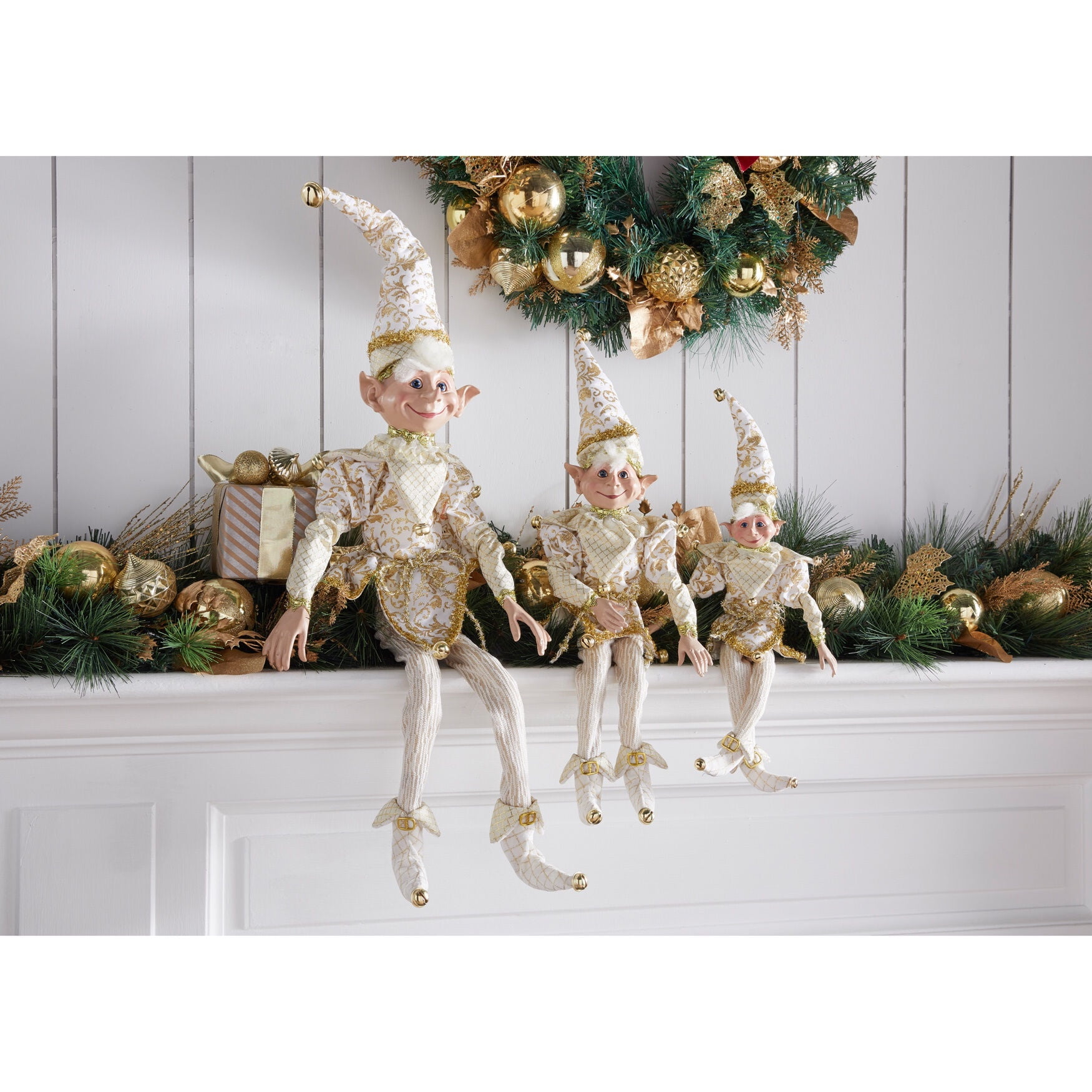 Brylanehome 38"H Posable Christmas Elf, Gold Figurine - Walmart.com