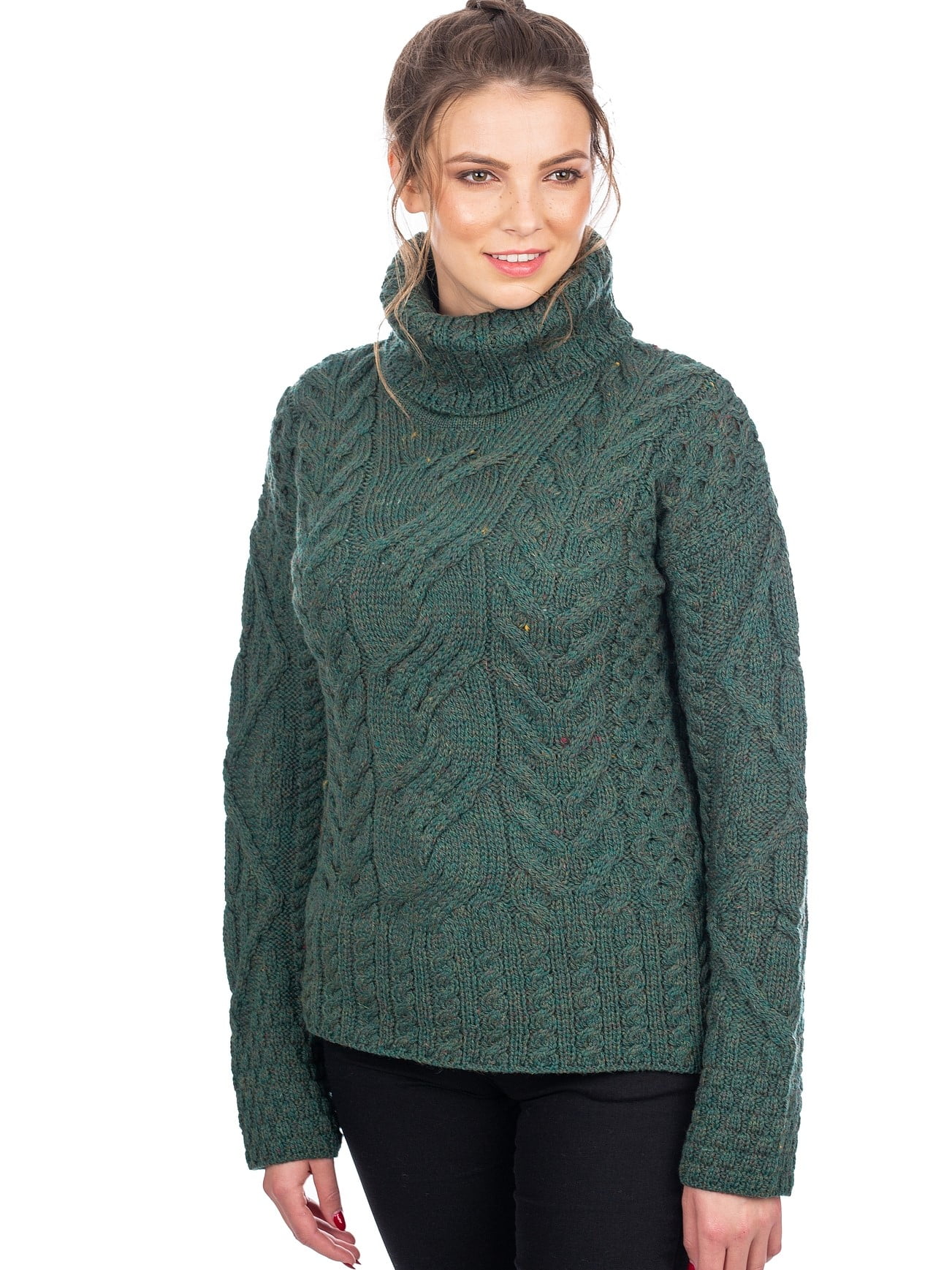 SAOL Irish Aran Sweater 100% Super Soft Premium Merino Wool Cable Knit ...