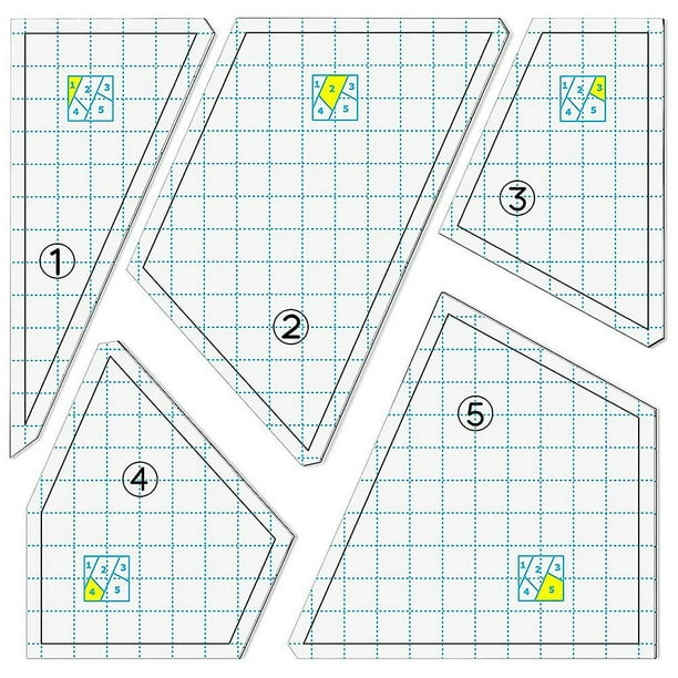 Juego de 5 plantillas de acolchado Regla de máquina de coser Regla de acolchado de patchwork a ...