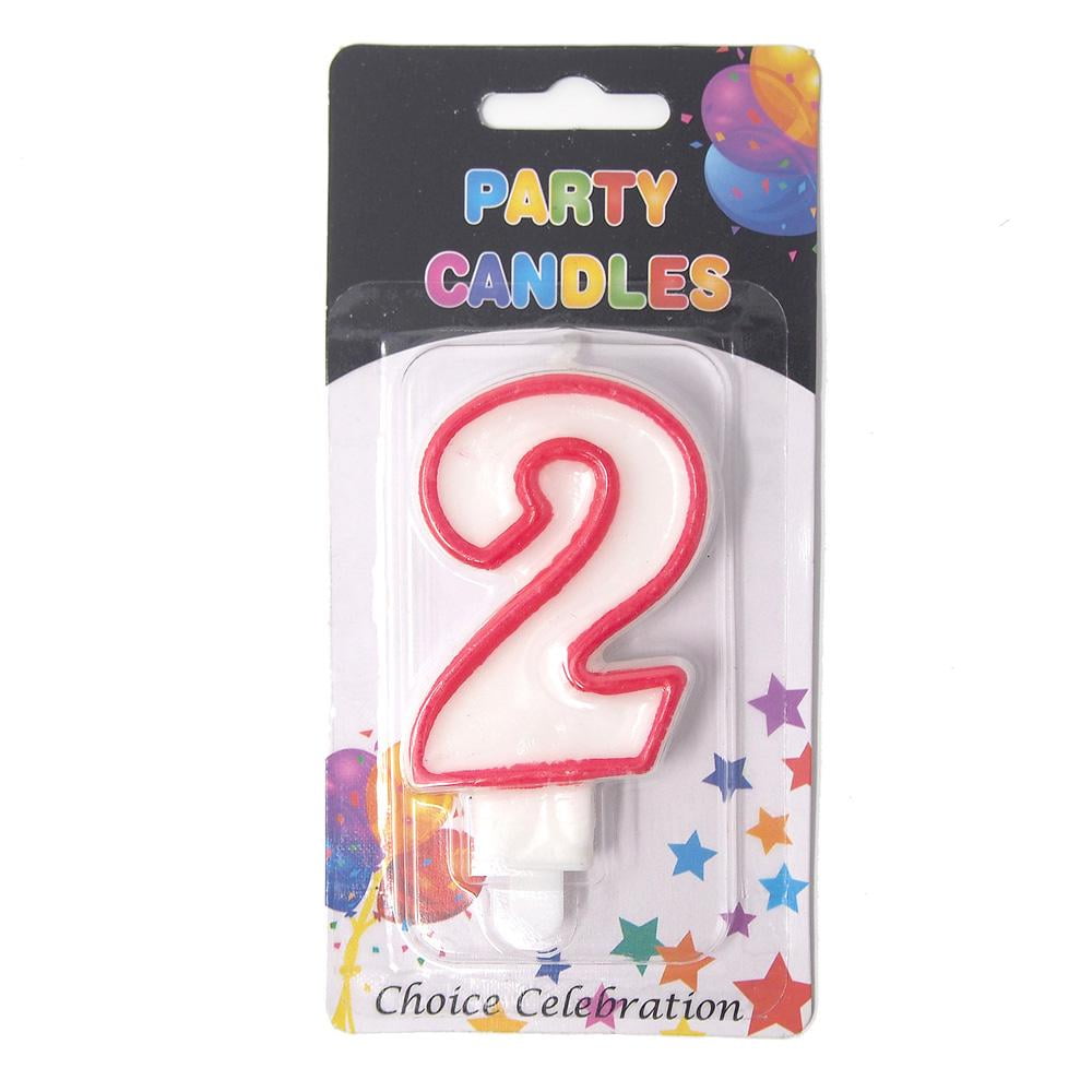 Number 2 Birthday Candle, White/Red, 2-1/2-Inch - Walmart.com