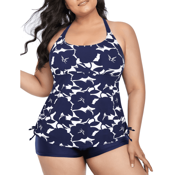 Mycoco Plus Size Tankini Swimsuit Two Piece Bathing Suits for Women ...