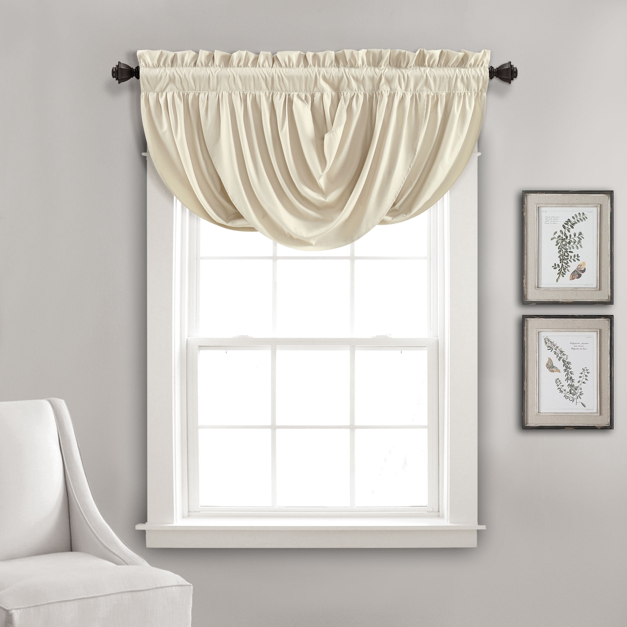 Lush Decor Lucia 18" x 42" Solid Neutral 3" Rod Pocket Single Valance ...