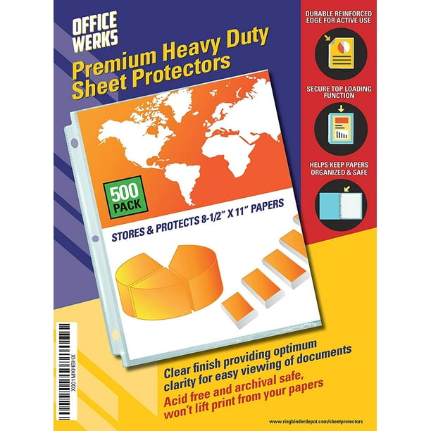 Heavy Duty Clear Sheet Protectors, 8.5" x 11", 500 Pack, Top Load ...