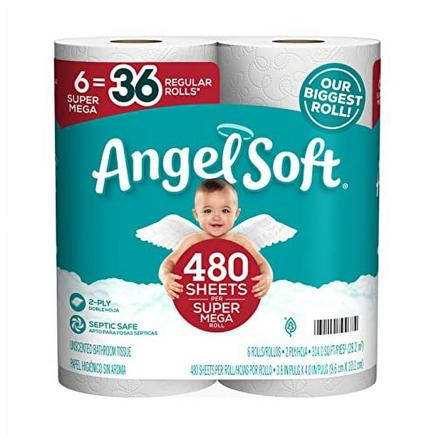 Angel Soft Super Mega Toilet Paper, 6 Super Mega Rolls - Walmart.ca