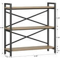 3 Tier Bookshelf 31.49" Width, Wood and Metal Etagere Bookcase, Vintage ...