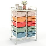 Gymax Large Colorful Organizing Set, 15 Drawer Rolling Storage Cart ...