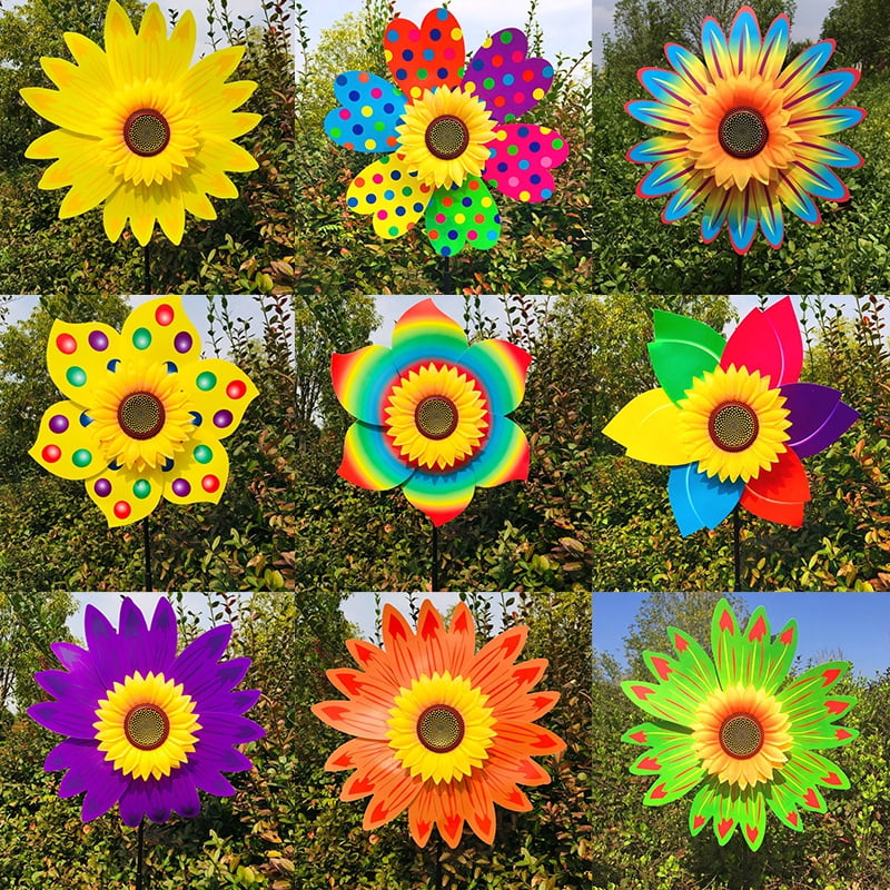 Sunflower Wind Spinner Plastic Sunflower Pinwheel Garden DIY Ornaments ...