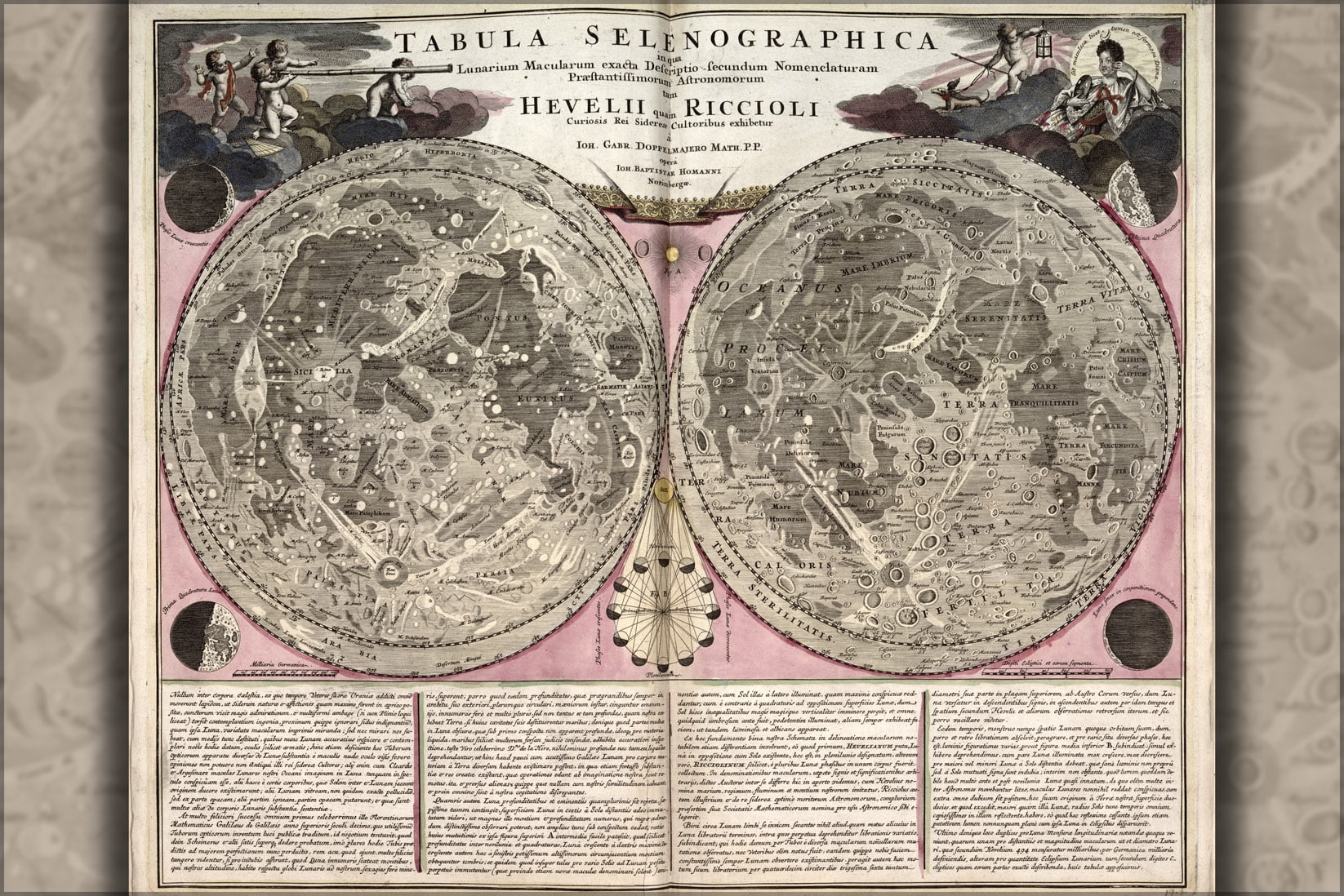 24"x36" Gallery Poster, lunar Map of the moon 1708 in latin - Walmart.com