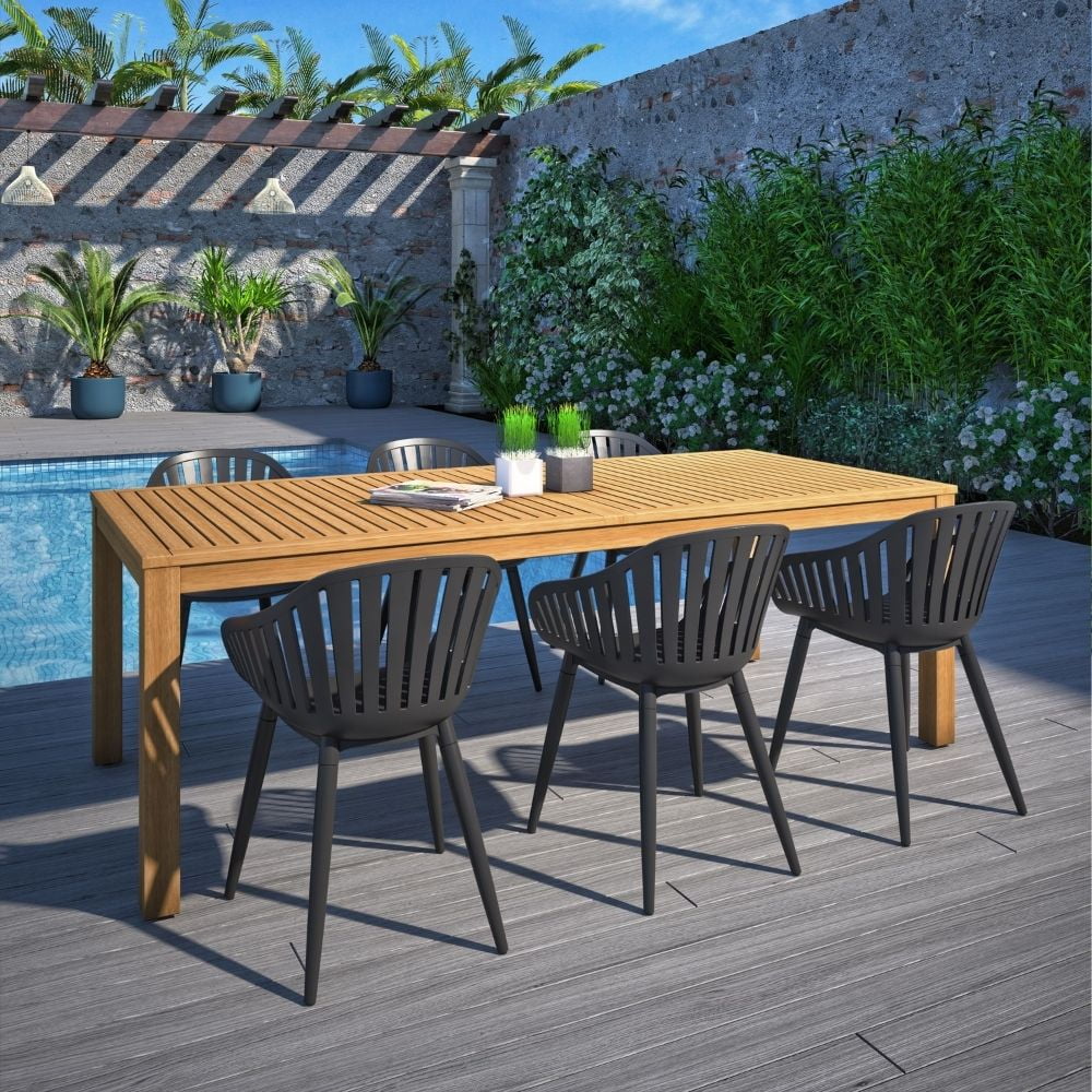 Amazonia Paraty 7-Piece Patio Dining Table Set, Teak Finish & Aluminum ...