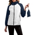 Afuyipoi Women's Color Block Hooded Windbreaker Jacket Waterproof Zip ...