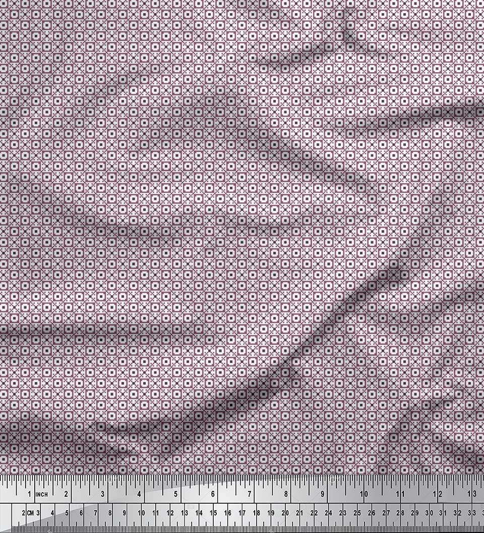 Soimoi Polyester Crepe Fabric Geometric Small Print Fabric by The Yard ...