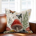 Pillow Covers 24x24 Inch, Mushrooms Linen Pillowcase with Invisible ...