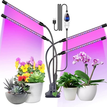 Grow Lights for Indoor Plants, Upgraded 4 Heads 80W 80 LEDs Grow Light ...