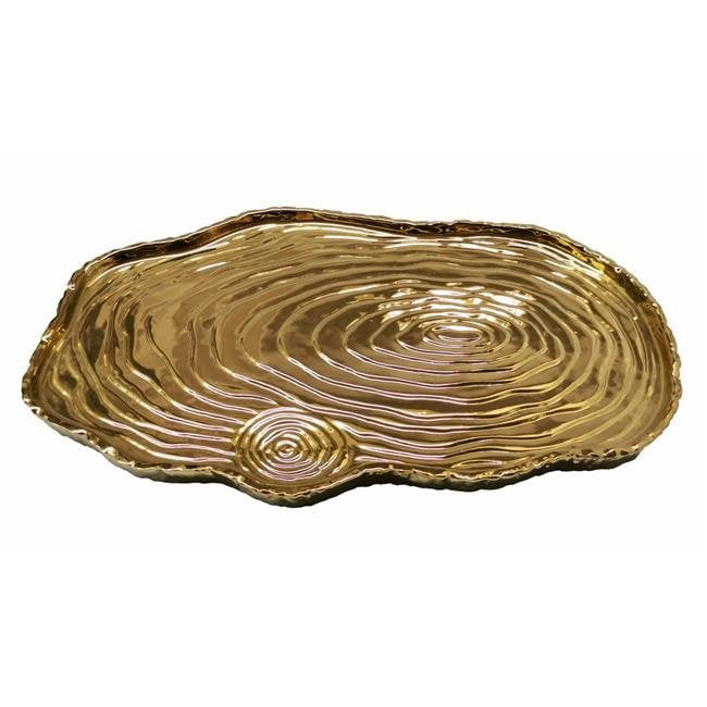 Jiallo 69012 16 x 10 in. Botanic Porcelain Tree Bark Tray, Gold ...