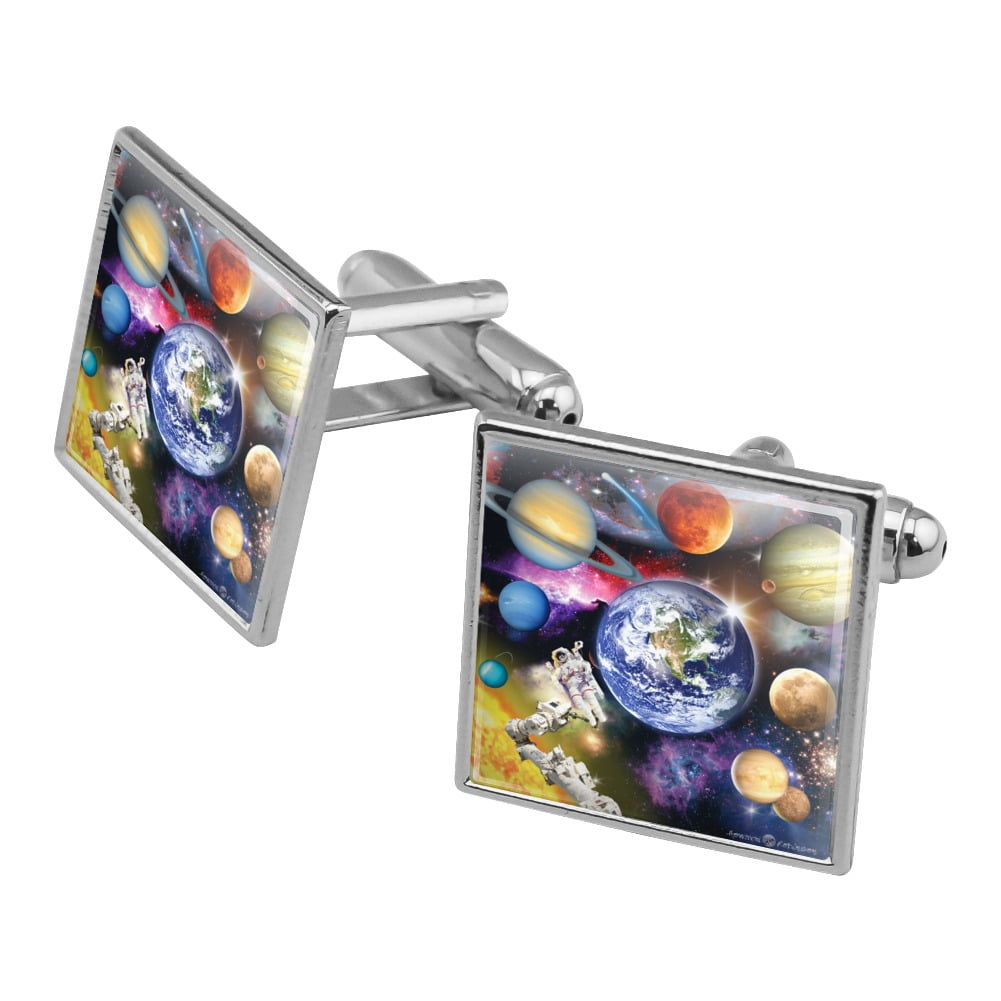 Solar System Planets Space Earth Saturn Jupiter Mars Square Cufflink ...