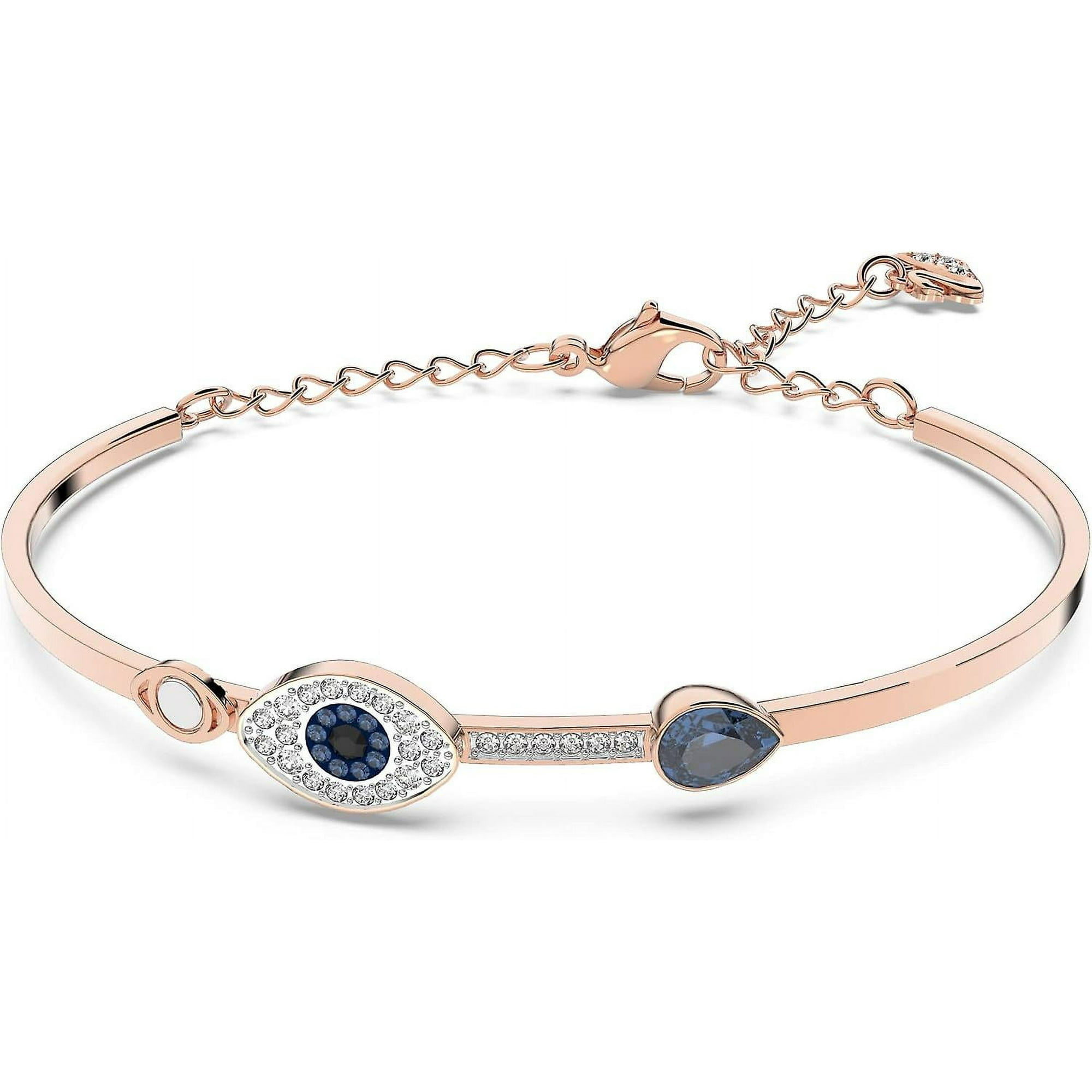 Click here for Womens Blue Crystal Evil Eye Bangle Bracelet - Sym... prices