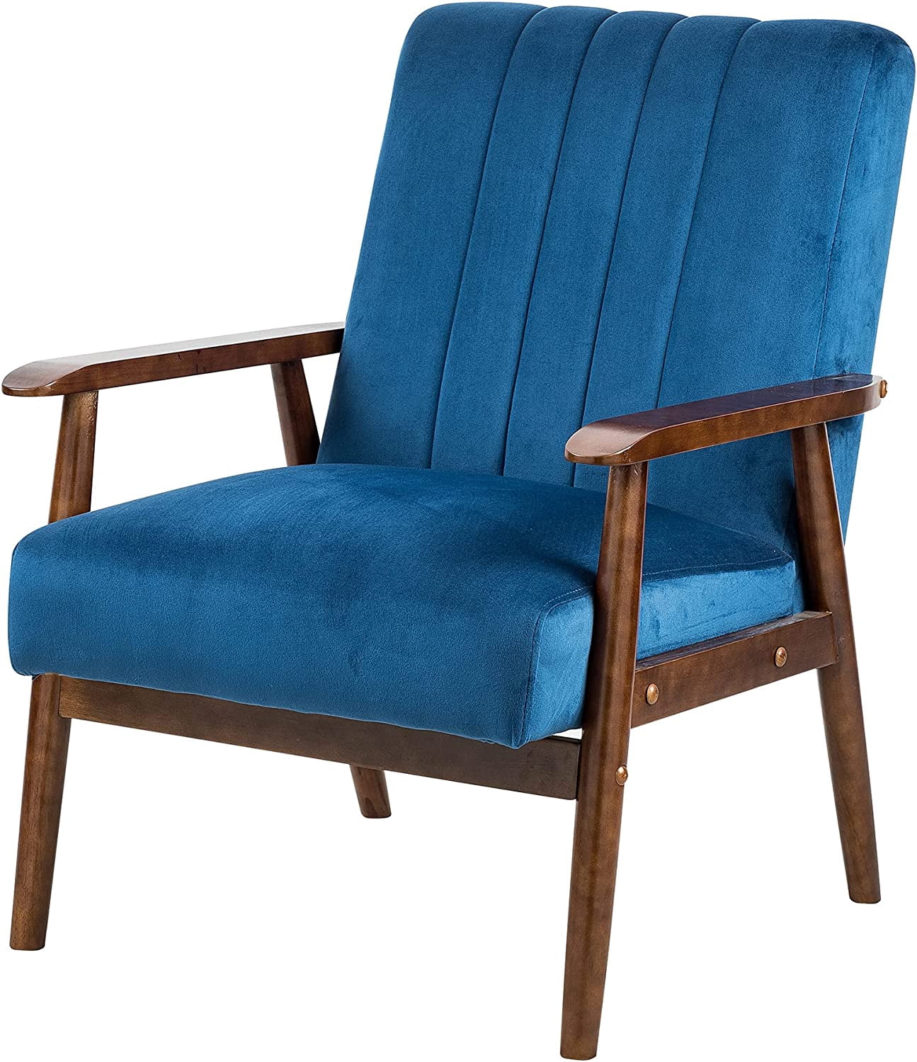 Leejay Blue Wood Frame Arm Chair,Modern Upholstered Club Chairs for ...