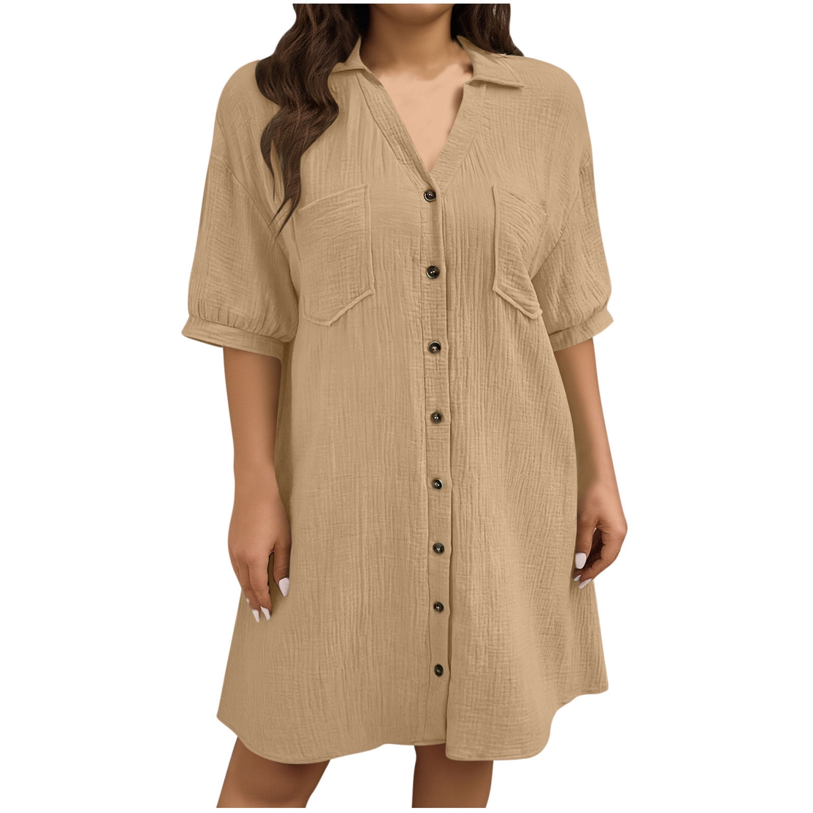 Click here for Gnurob Womens Plus Size Short Sleeve Button Down C... prices