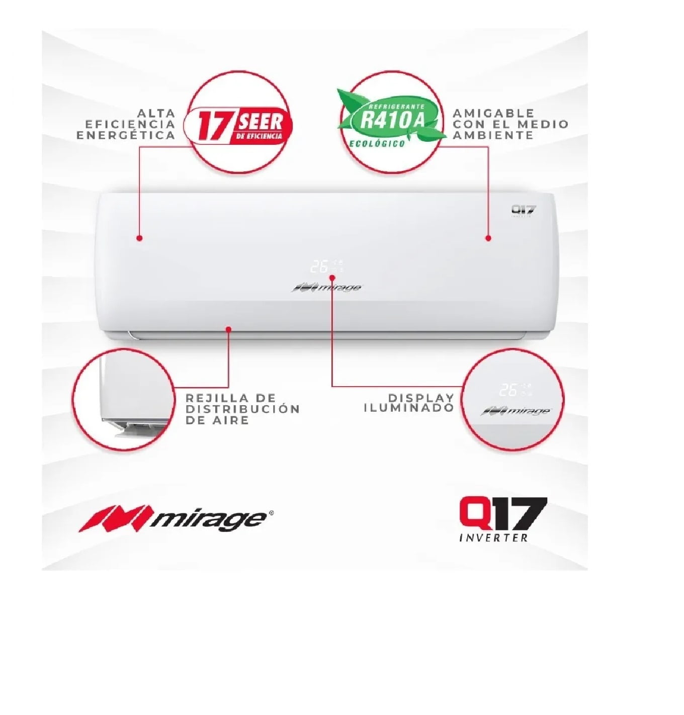 Minisplit CWF261C Mirage Q-17 Inverter 24 000BTU A 220v Mirage CWF261C ...