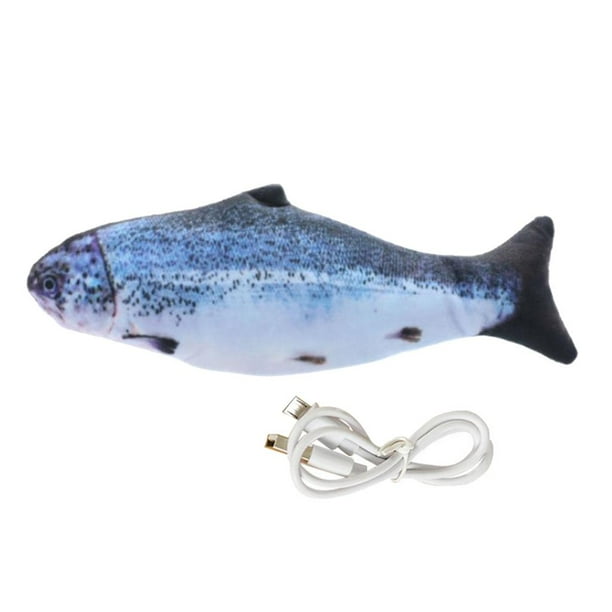 Electric Moving Cat Kicker Fish Toy, Realistic Flopping Wiggle Marine ...