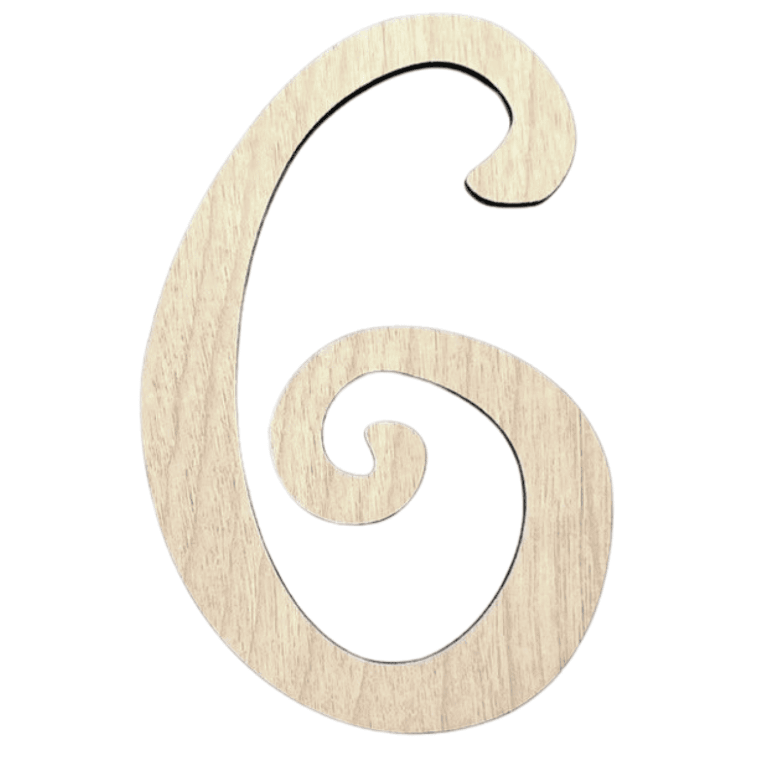 Krafty Supply - 20" Tall Birch Number 6 | 1/4" Birch Plywood | Curlz ...