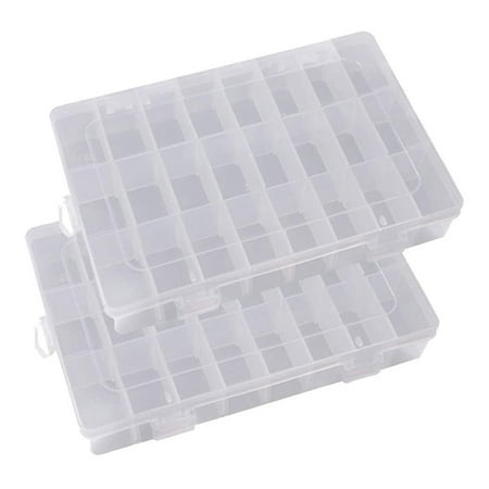 24 Grid Clear Hard Plastic Organizer Box with Removable Dividers ...