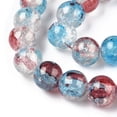 Baking Painted Glass Bead Strands with Gold Powder Round Deep Sky Blue ...