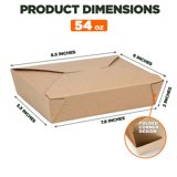 50 Pack 54 oz Disposable Take Out Containers Microwaveable Kraft Paper ...