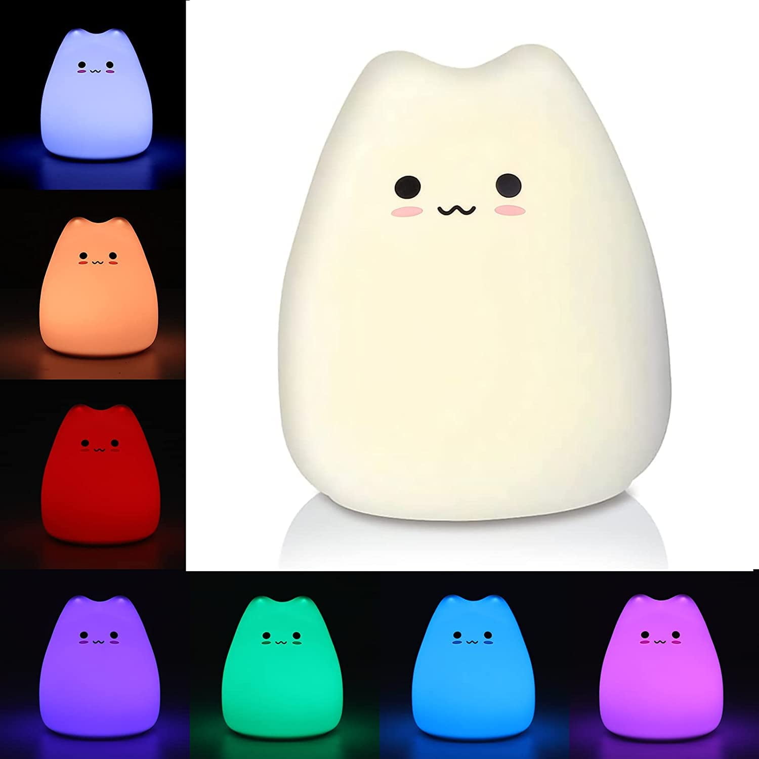 LingStar LED Cat Night Light, Battery Powered Silicone Cute Cat Nursing ...