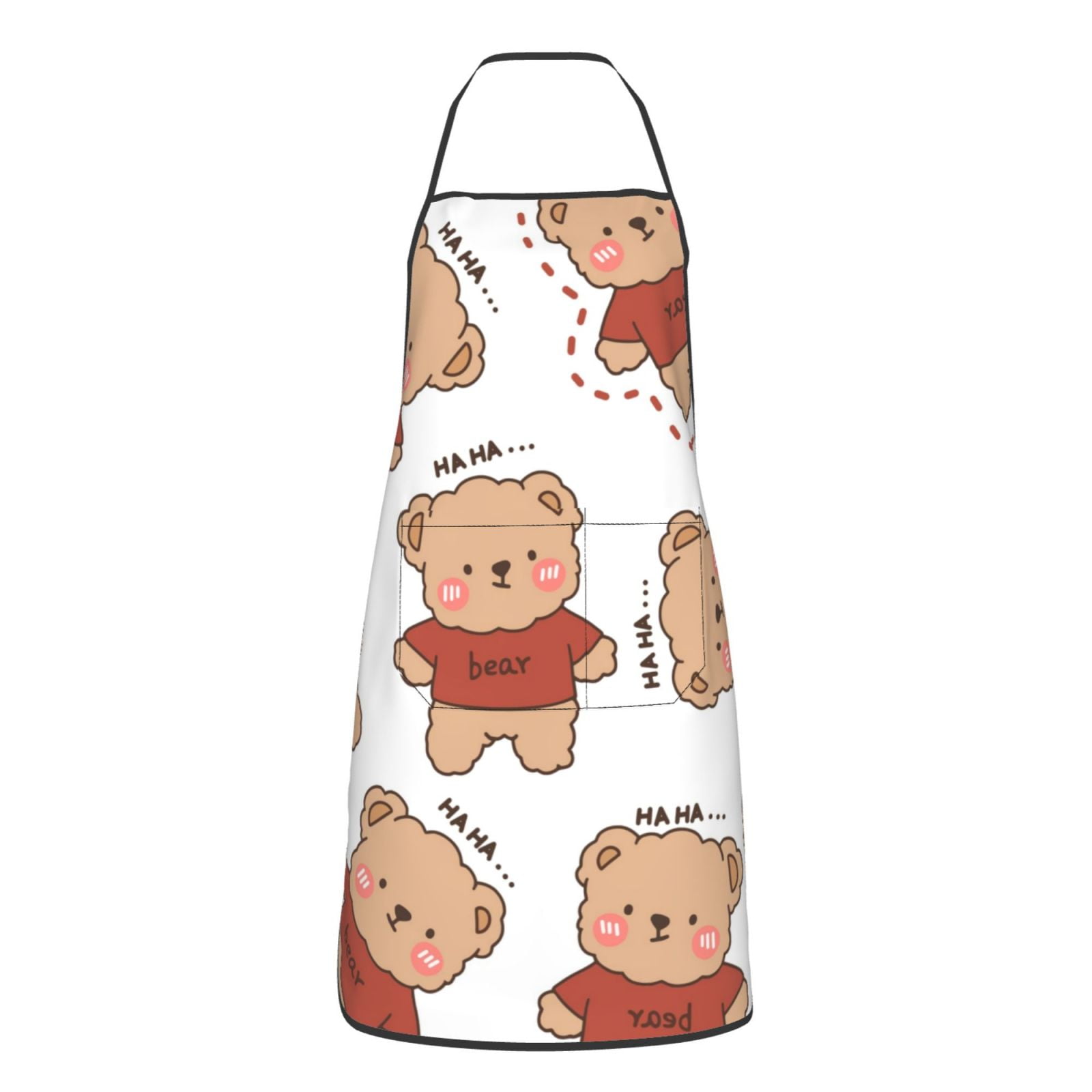 ZNDUO Cartoon Teddy Bear Seamless Pattern Apron, Adjustable Bib Soft ...