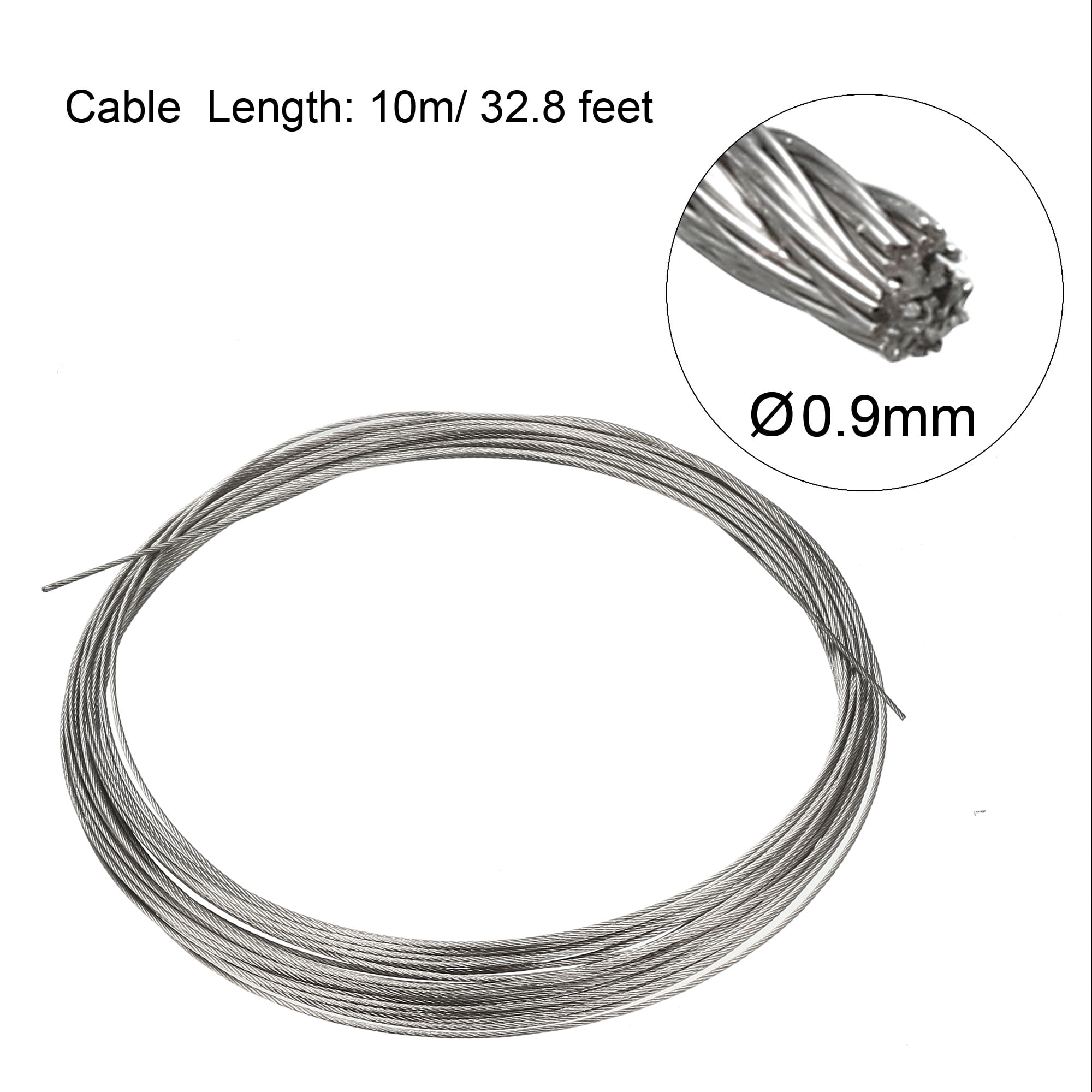 Stainless Steel Wire Rope Cable 0.9mm 0.04 inch Dia 32.8ft 10m Length ...