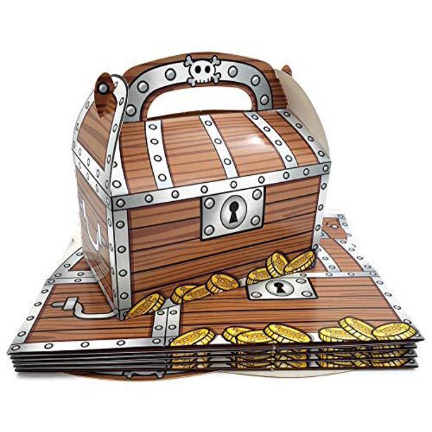 12 pack pirate treasure chest treat box (6.5" x 6.5" x 3.5") paper ...