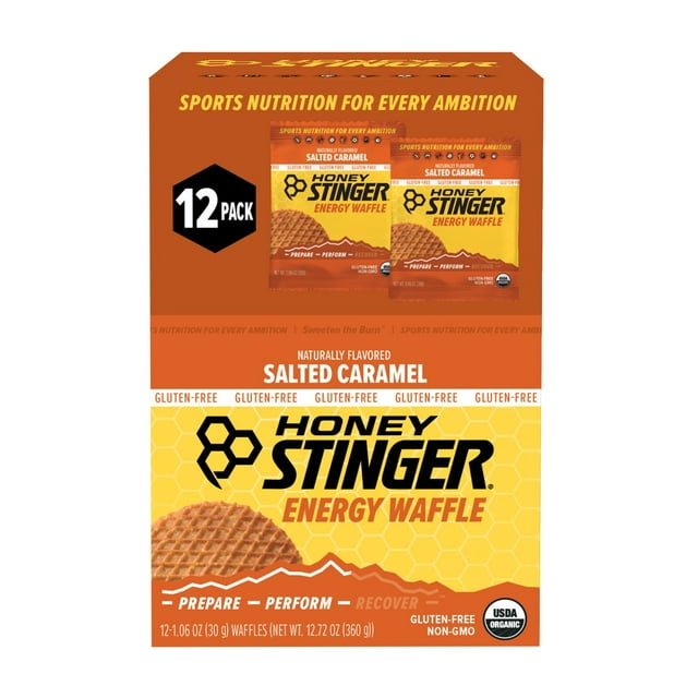 Honey Stinger Organic Energy Waffle, Gluten Free Salted Caramel, Caffeine Free Healthy Snack, 1. ...